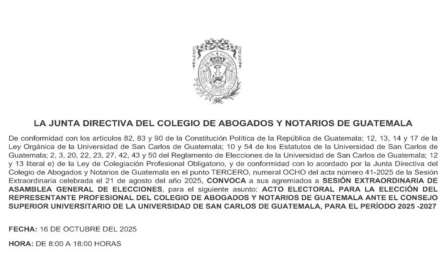 Colegio de Abogados convoca a elecciones para representante ante el CSU de la USAC – Publinews