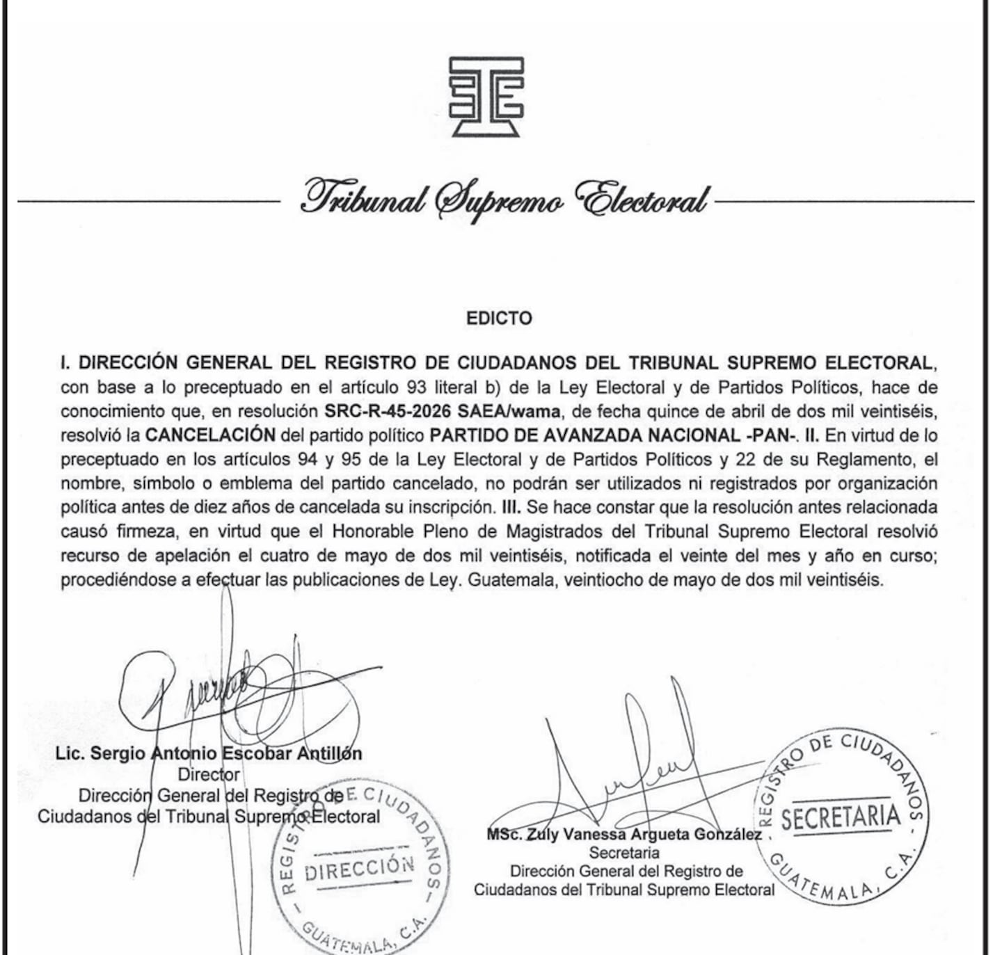 TSE publica cancelaciones del PAN y la asociación política Seamos Luz ...