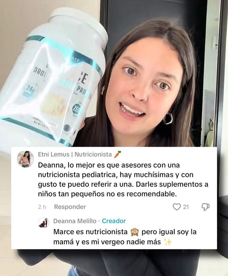 Así responde Deanna Melillo a quienes la critican por darle proteína en ...