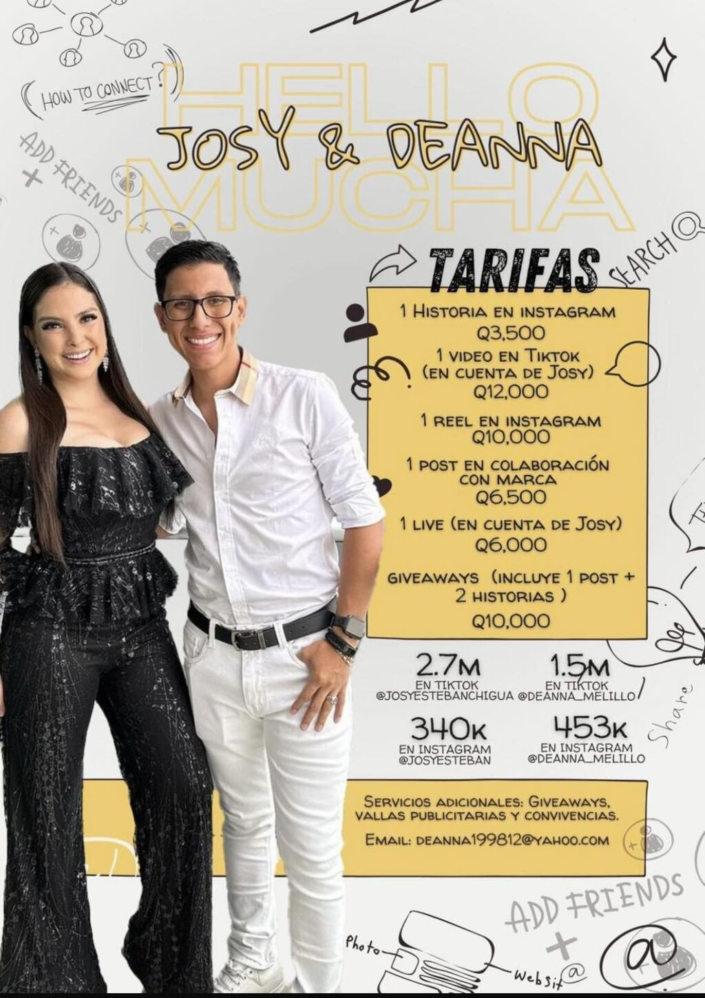 Viralizan las tarifas que los creadores de contenido Josy y Deanna ...