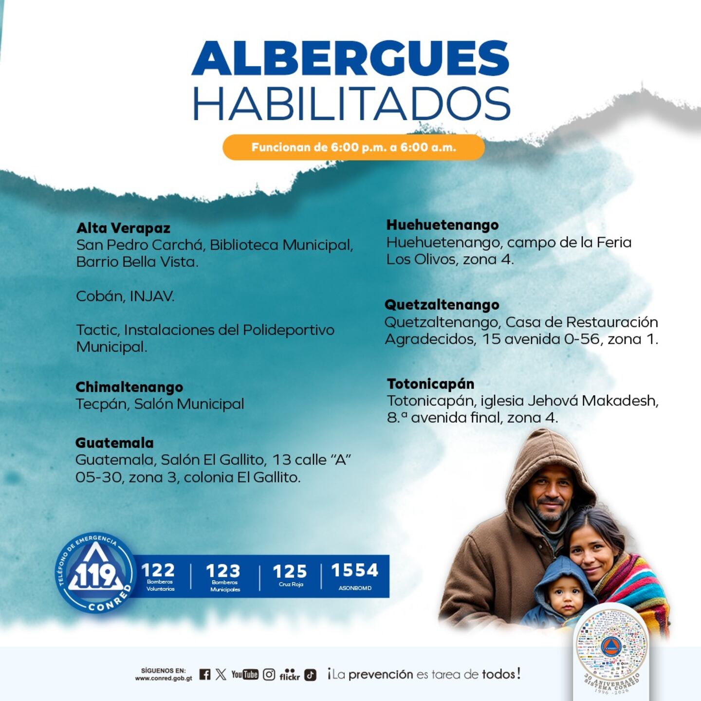 CONRED habilita albergues por frío en Guatemala febrero 2026 Palabras ...